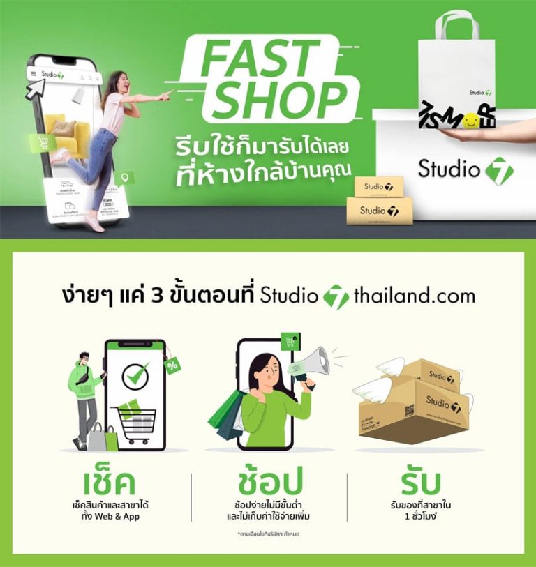 ช้อปออนไลน์ รับสินค้าที่ร้านใน 1 ชม. - Studio7